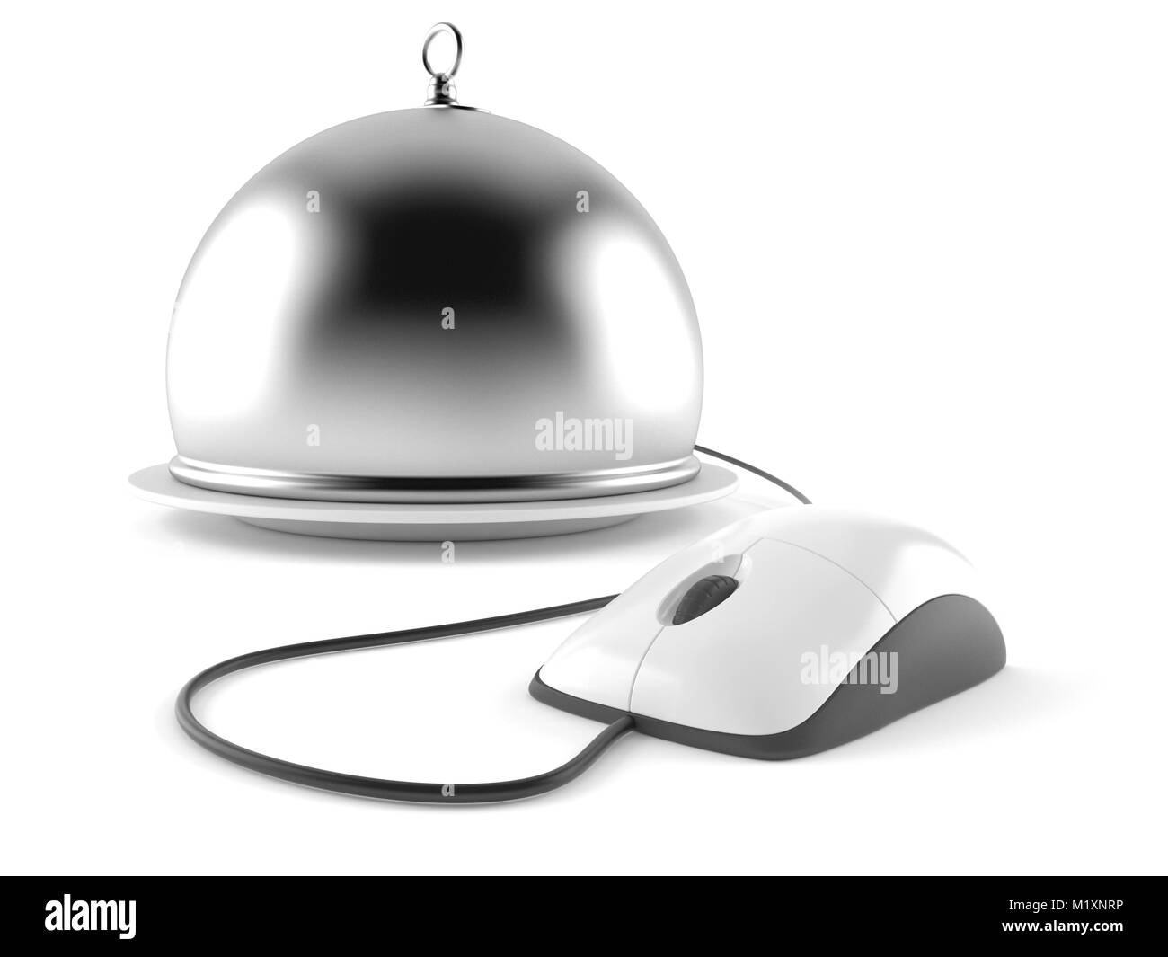 Catering dome with computer mouse isolated on white background Stock ...