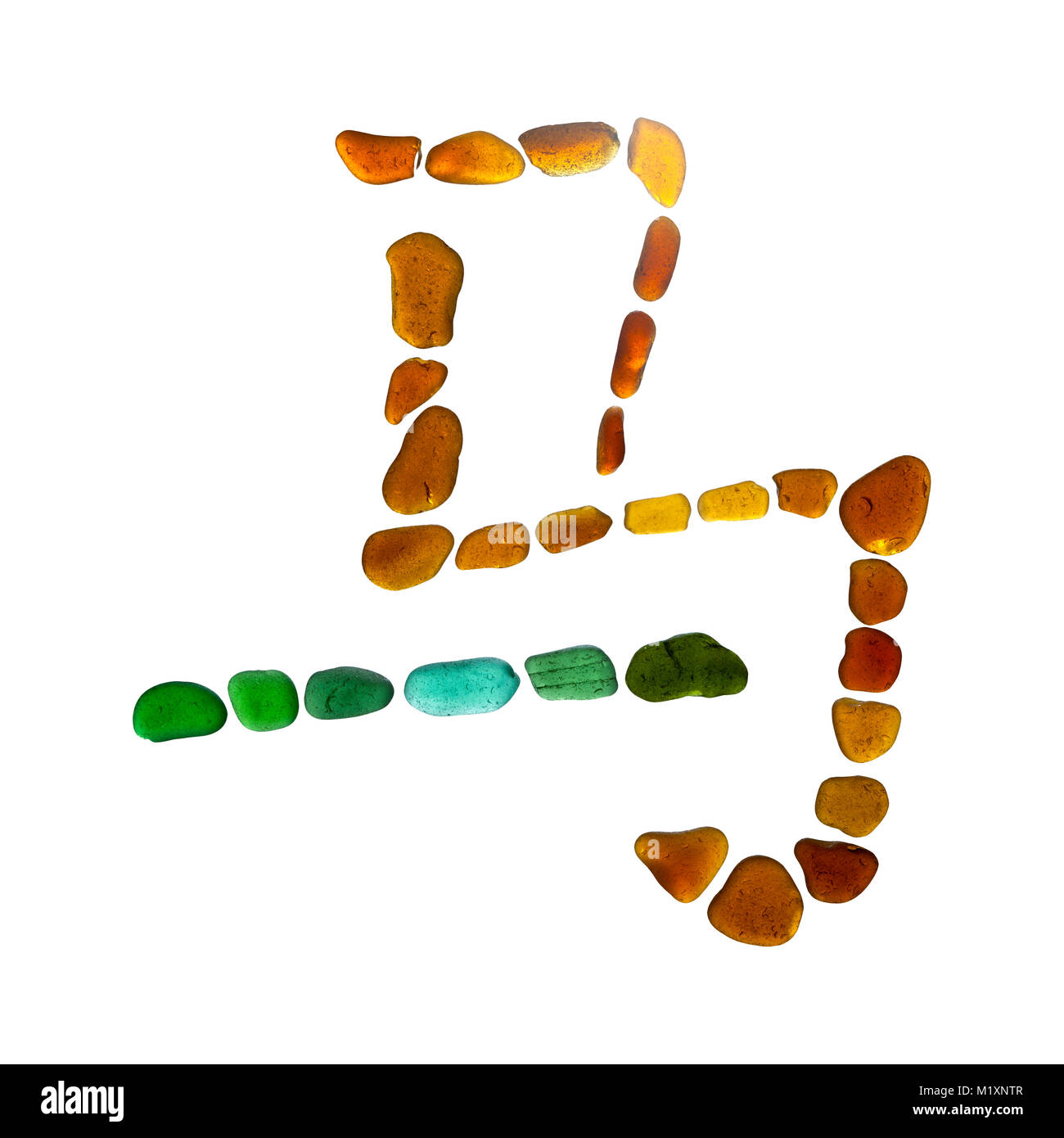 Chinese symbol ma, horse, Simplified version made of sea glass on white ...