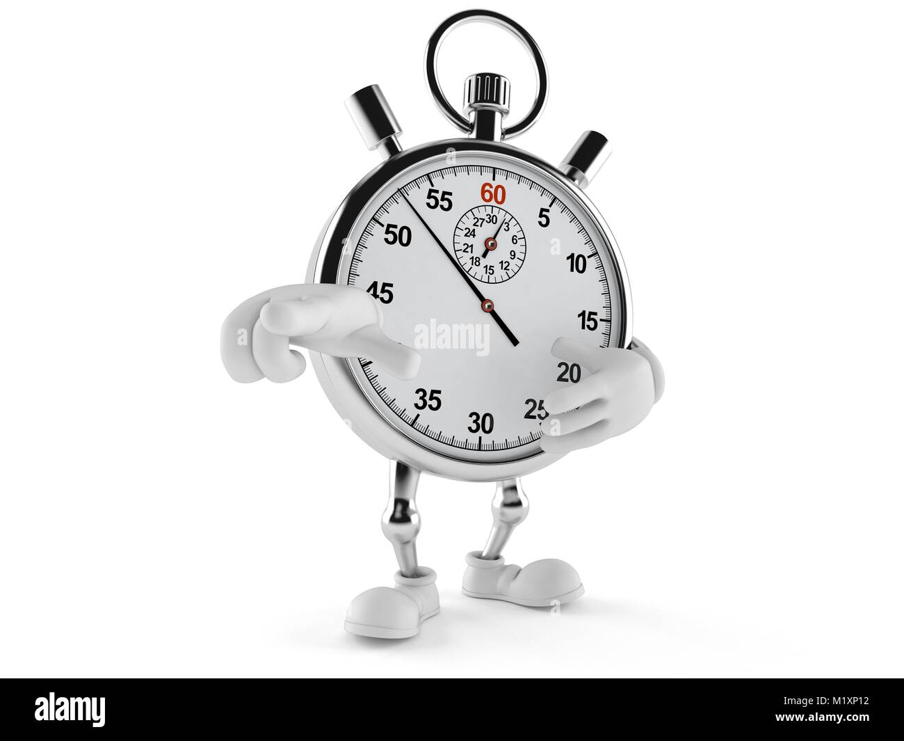 Stopwatch character isolated on white background Stock Photo - Alamy