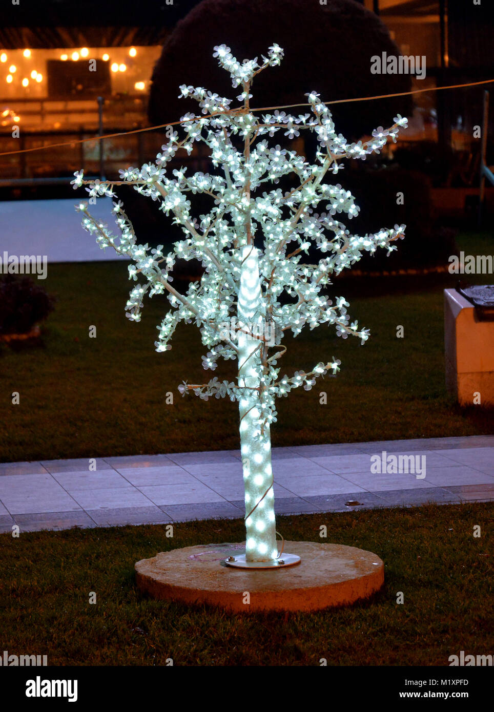 Illuminated christmas tree,decoration downtown og Bitola , Macedonia ...