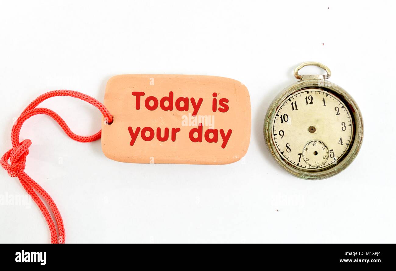 brown clay plate , text today is your day , on white background,image ...