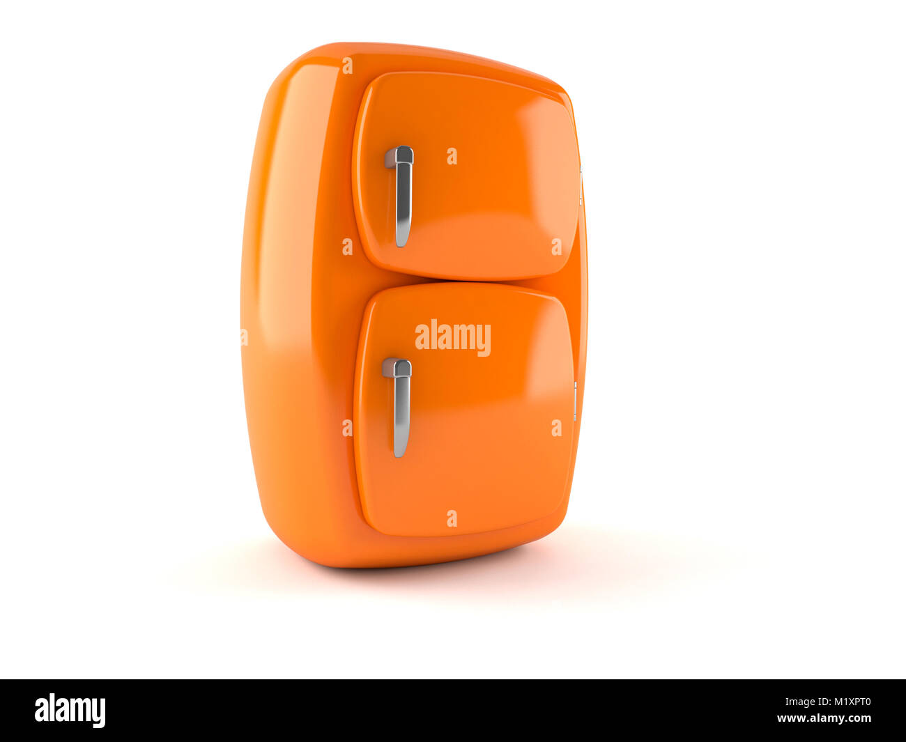 Orange fridge isolated on white background Stock Photo - Alamy