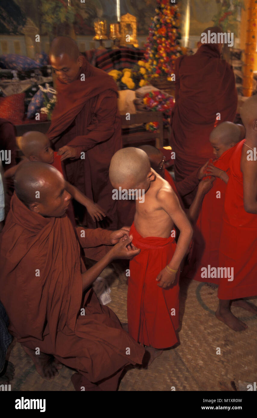 Myanmar (Burma). Mandalay. Shin Pyu festival. Initiation of young boys ...