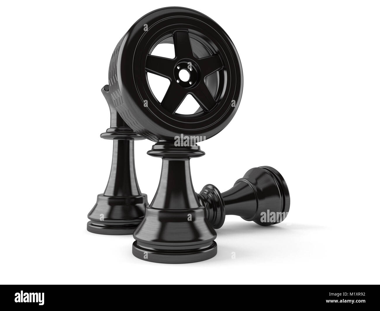 Chess with car wheel isolated on white background Stock Photo - Alamy