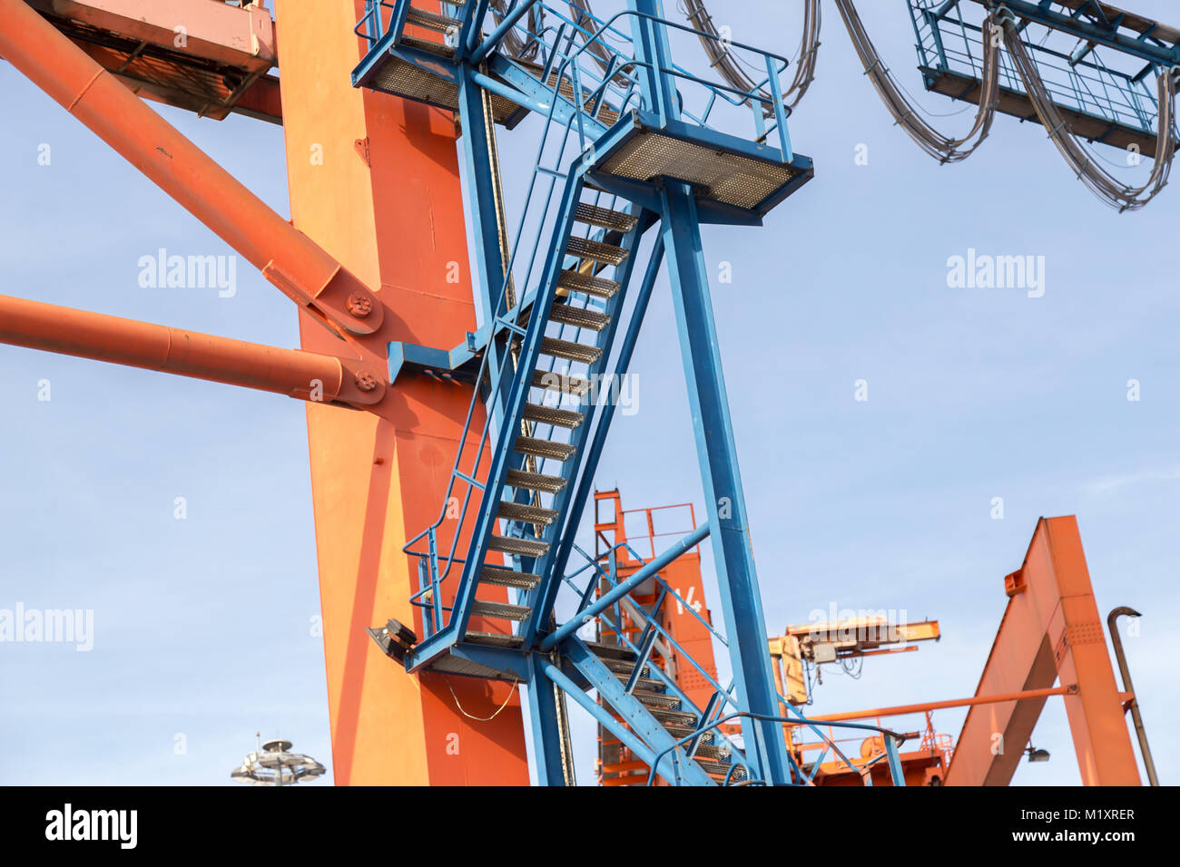 Empty stairway to Crane that used in seaport to container loading for ...