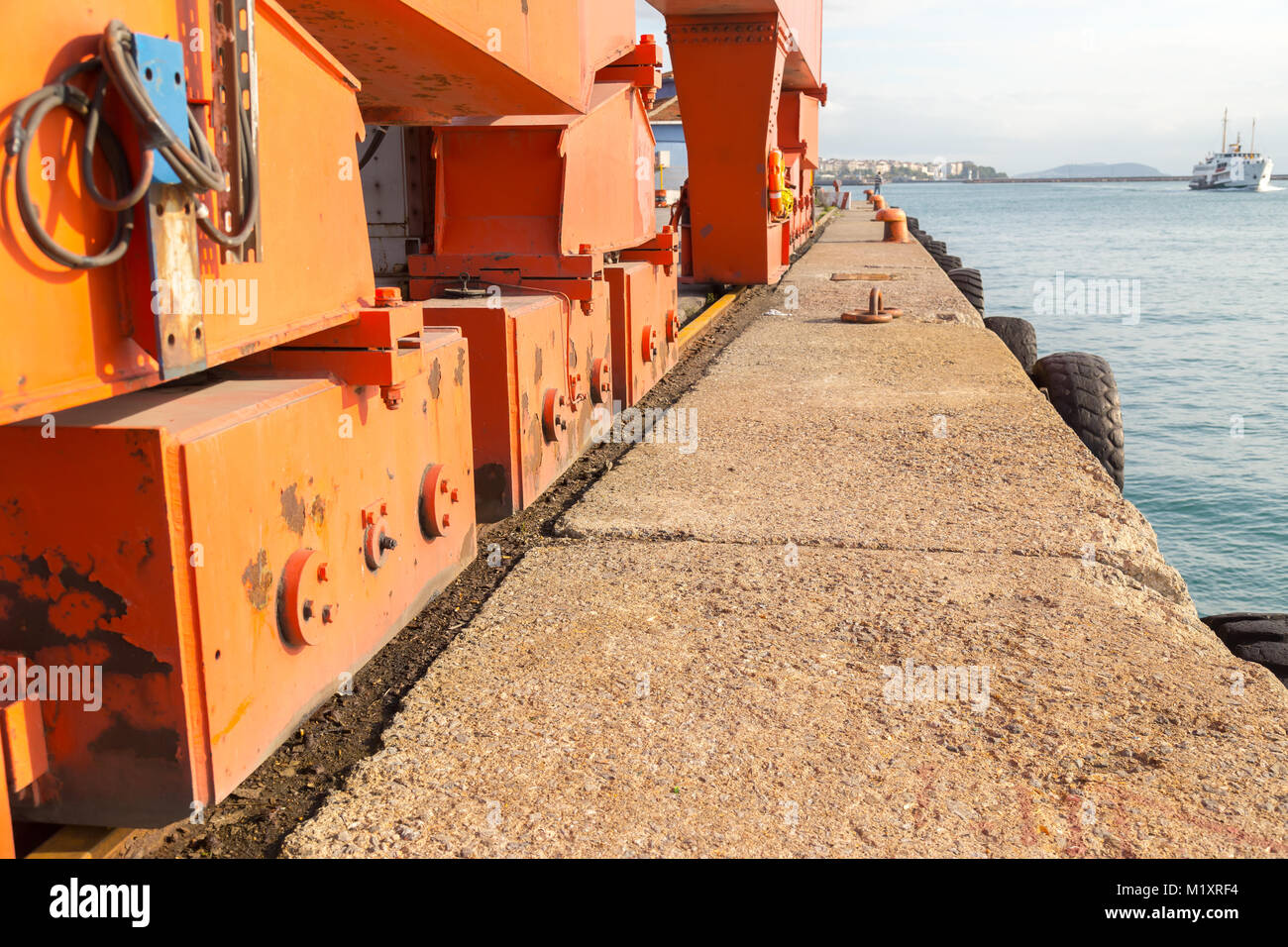 Container loader crane in seaport Stock Photo - Alamy
