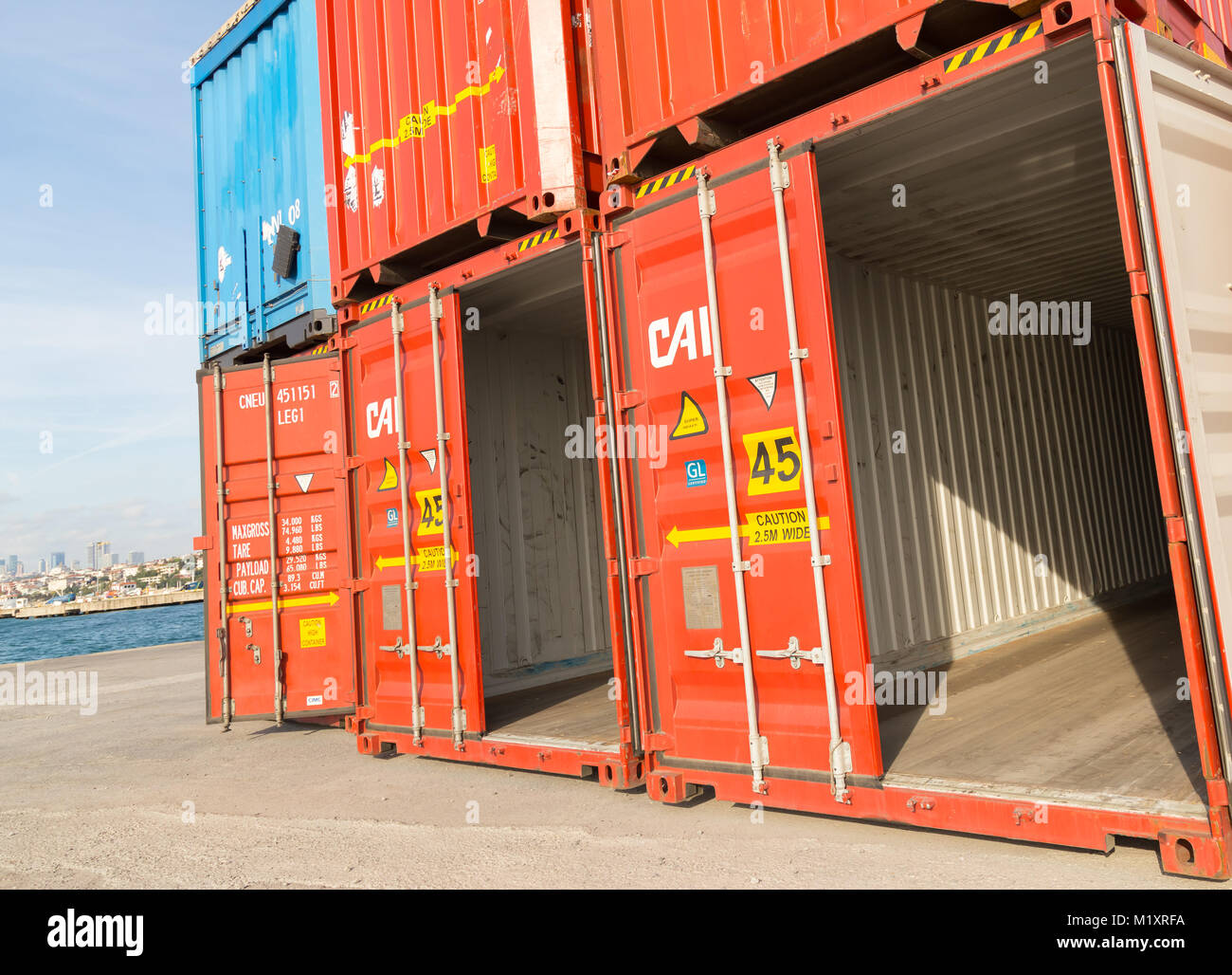 Istanbul - Turkey, October 14, 2015: Interior view of empty container ...