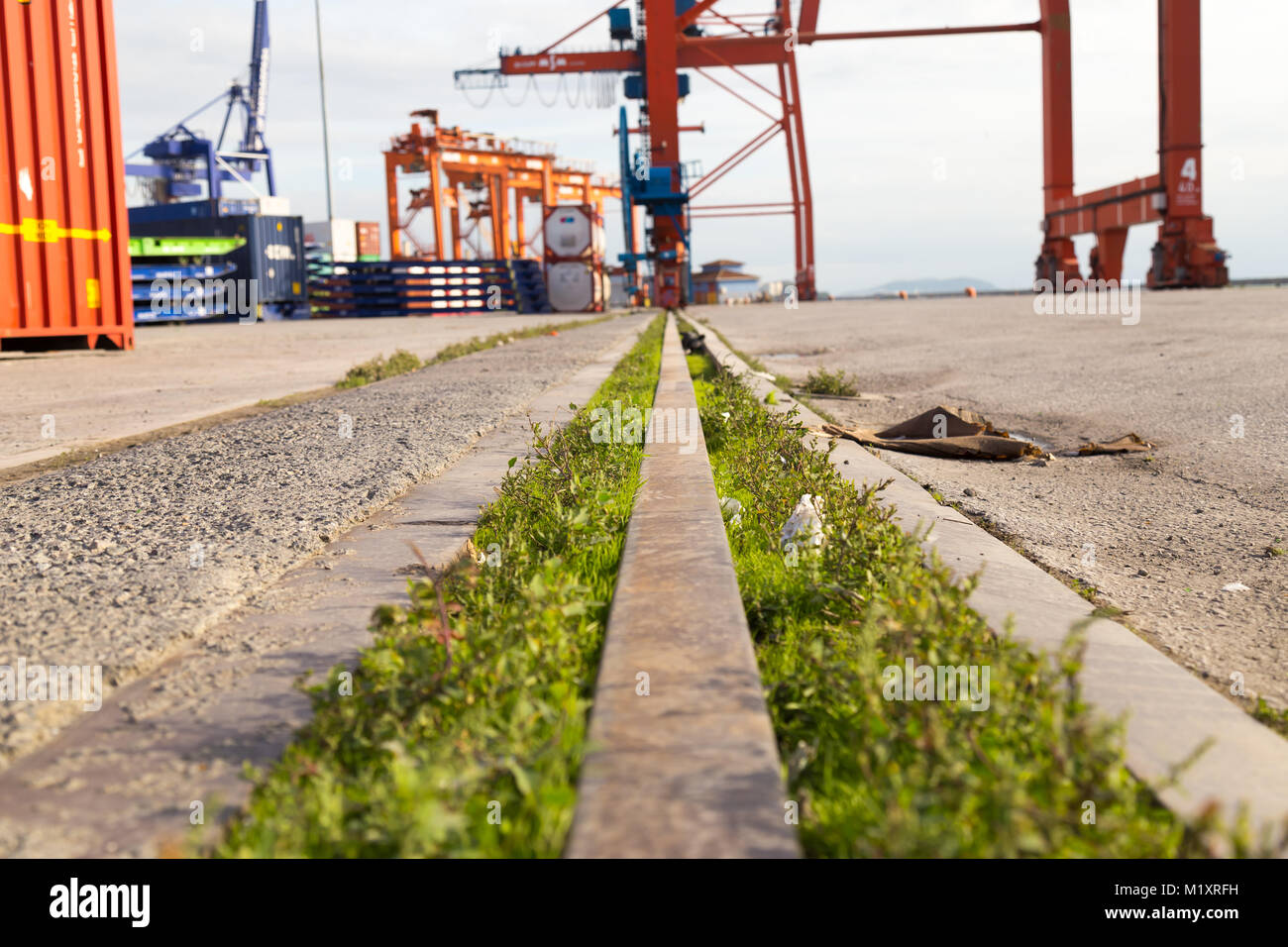 Istanbul - Turkey, October 14, 2015: Container loader crane operation ...