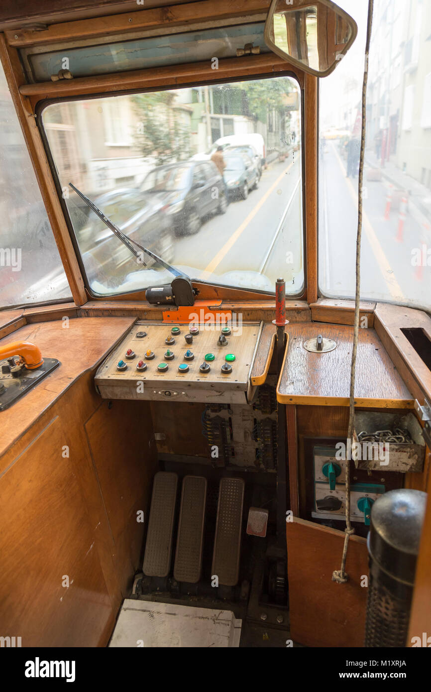 Interior of tramway and its control cabin Stock Photo - Alamy