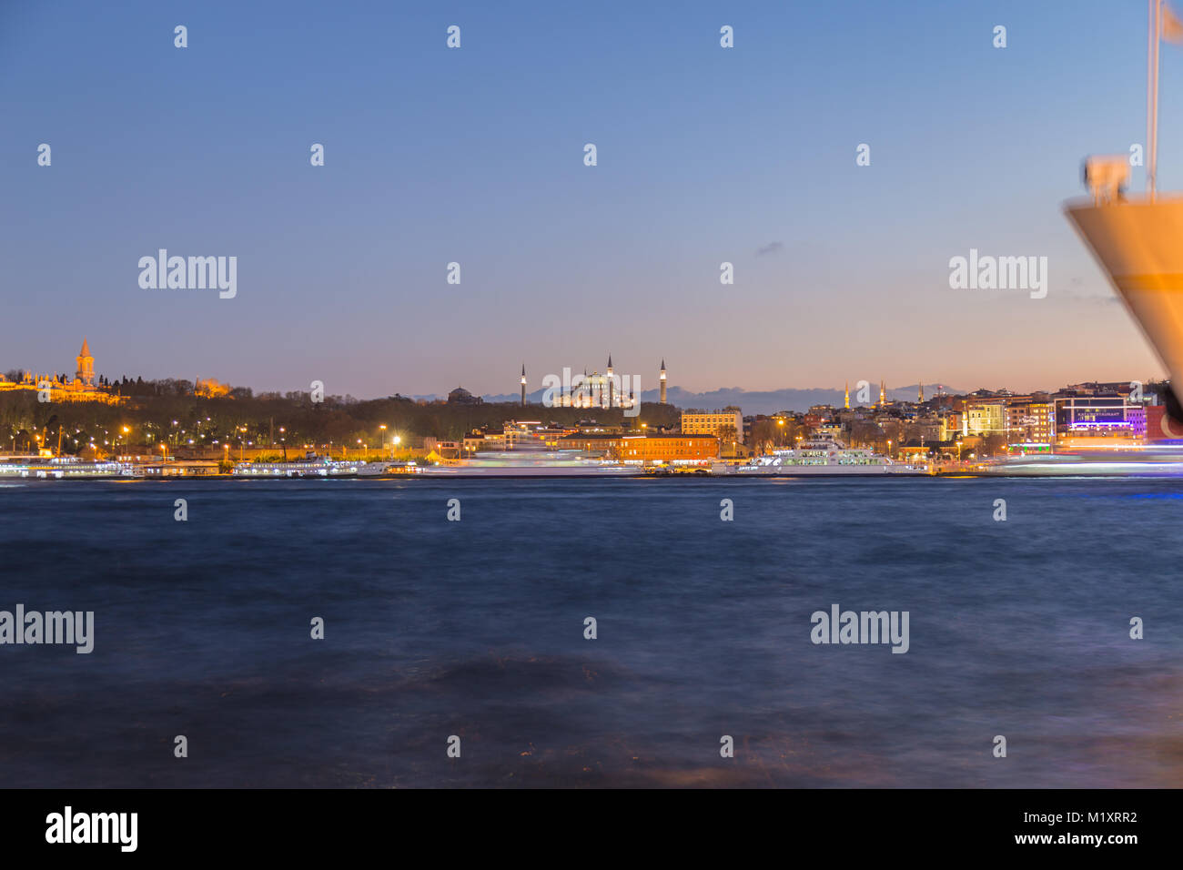 Istanbul, Turkey; December 04, 2015: Long exposure Istanbul silhouette ...