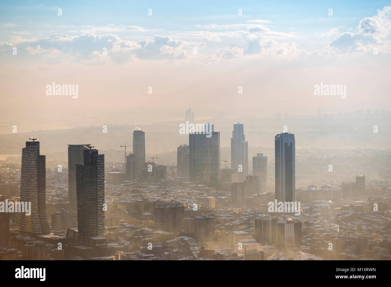 Istanbul, Turkey; January 19, 2015: View of Istanbul with reverse light ...