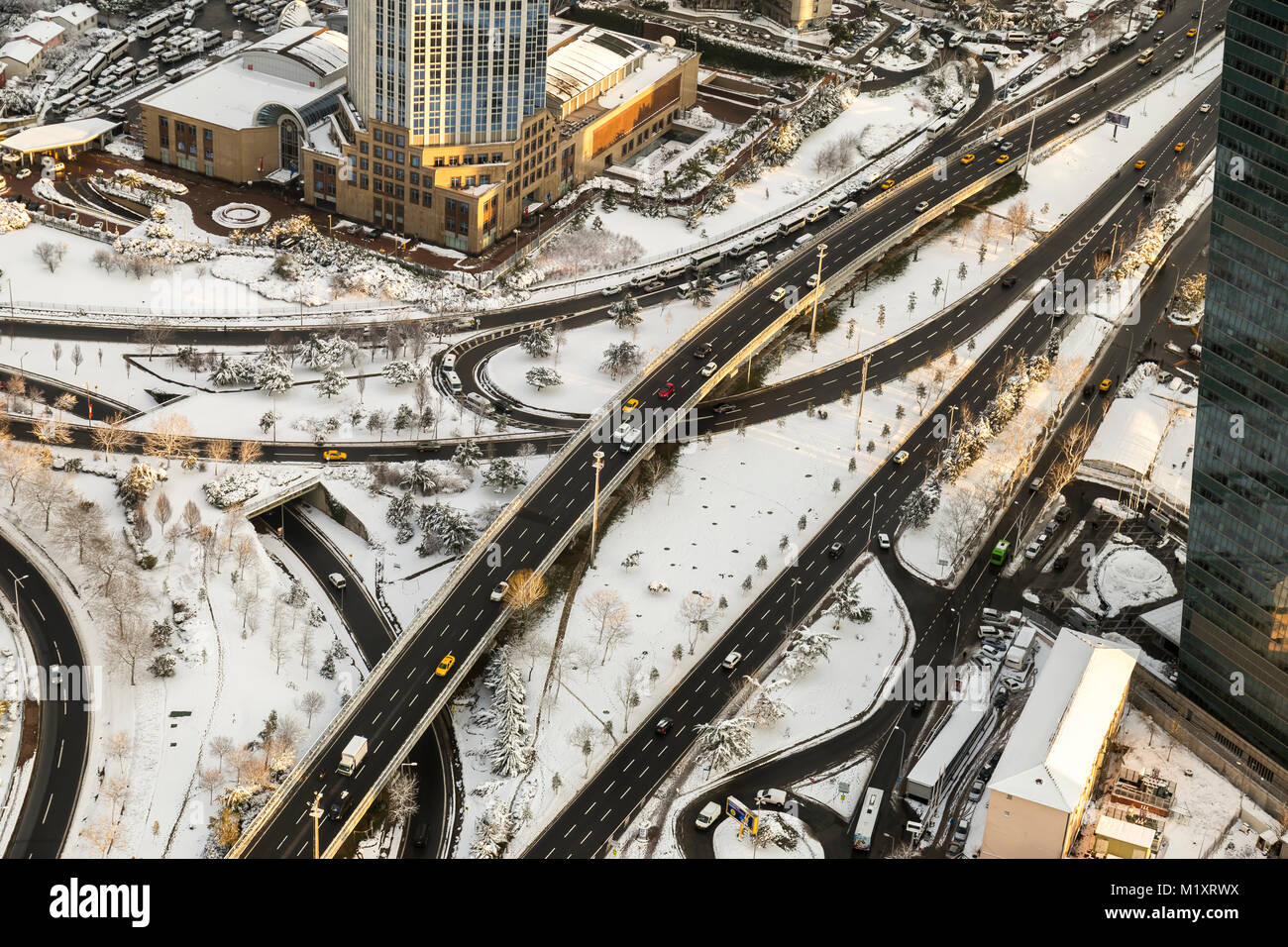 Istanbul, Turkey; January 19, 2015: View of Istanbul roads during the ...
