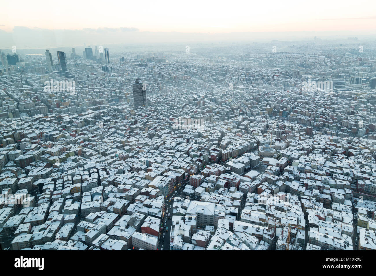 Istanbul, Turkey; January 19, 2015: View of Istanbul with reverse light ...
