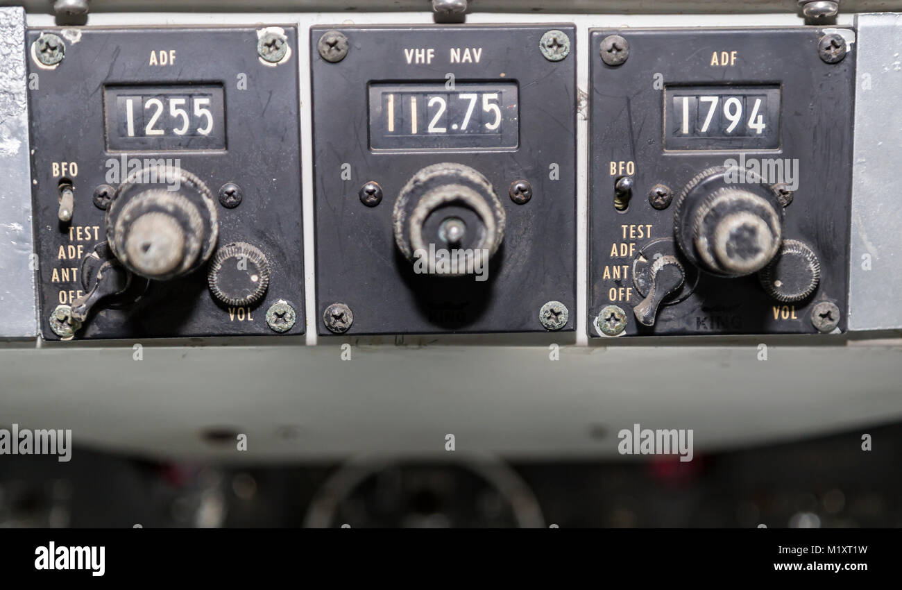 Retro Airplane cockpit analog display panel Stock Photo - Alamy