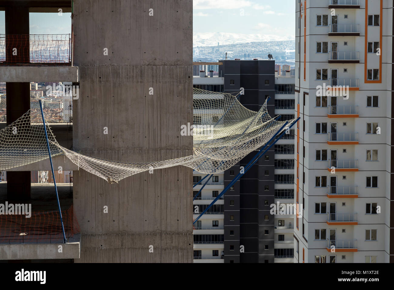 Construction Safety Net Around the Construction Stock Photo - Alamy