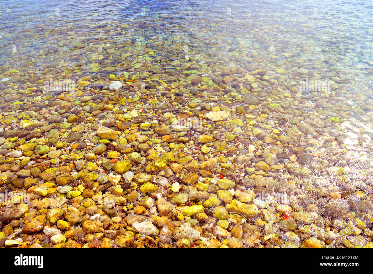 Pebbles on Ipsos beach in Corfu Stock Photo - Alamy