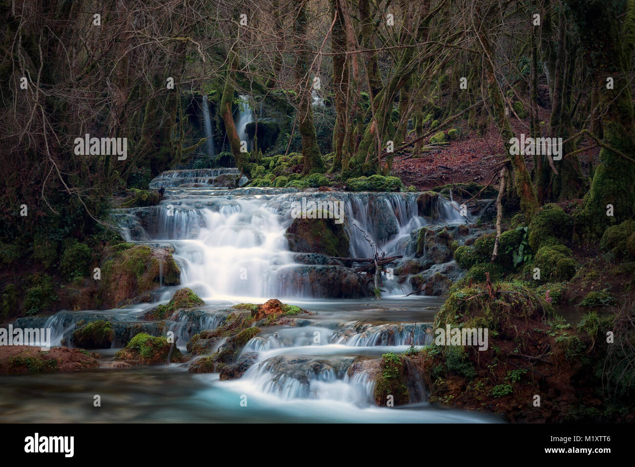 Waterfalls near the source of the river Aniene, in the municipality of ...