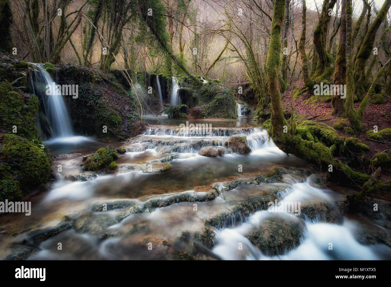 Waterfalls near the source of the river Aniene, in the municipality of ...
