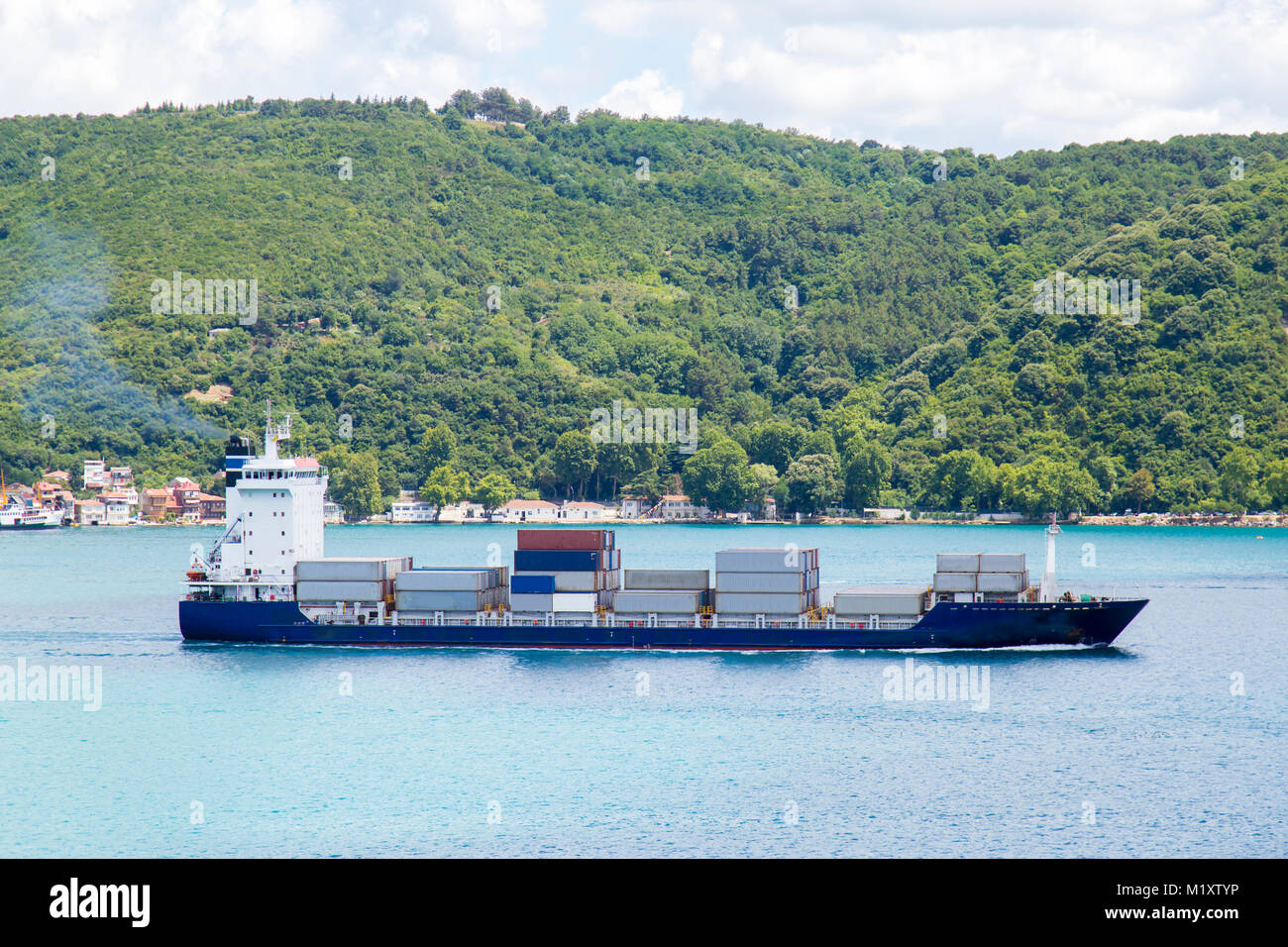 Big size container ship view from Istanbul Bosphorus Stock Photo - Alamy