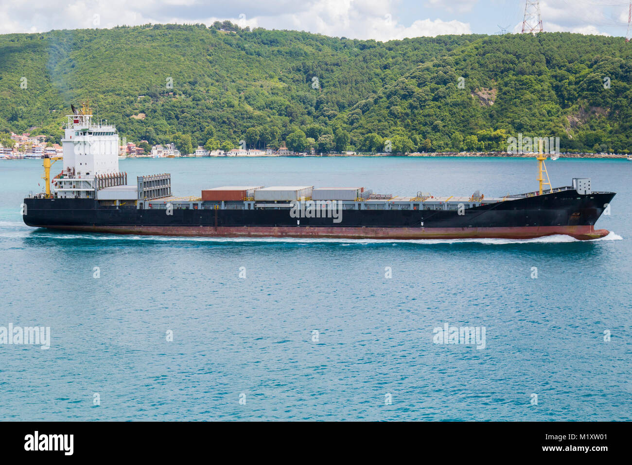 Big size container ship view from Istanbul Bosphorus Stock Photo - Alamy