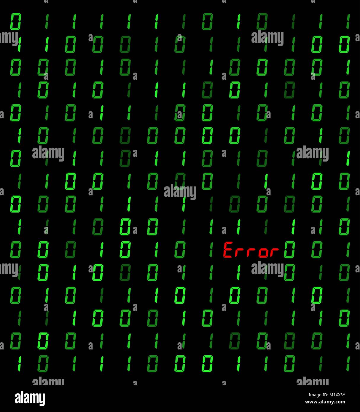 binary background with error sign on black background Stock Vector ...