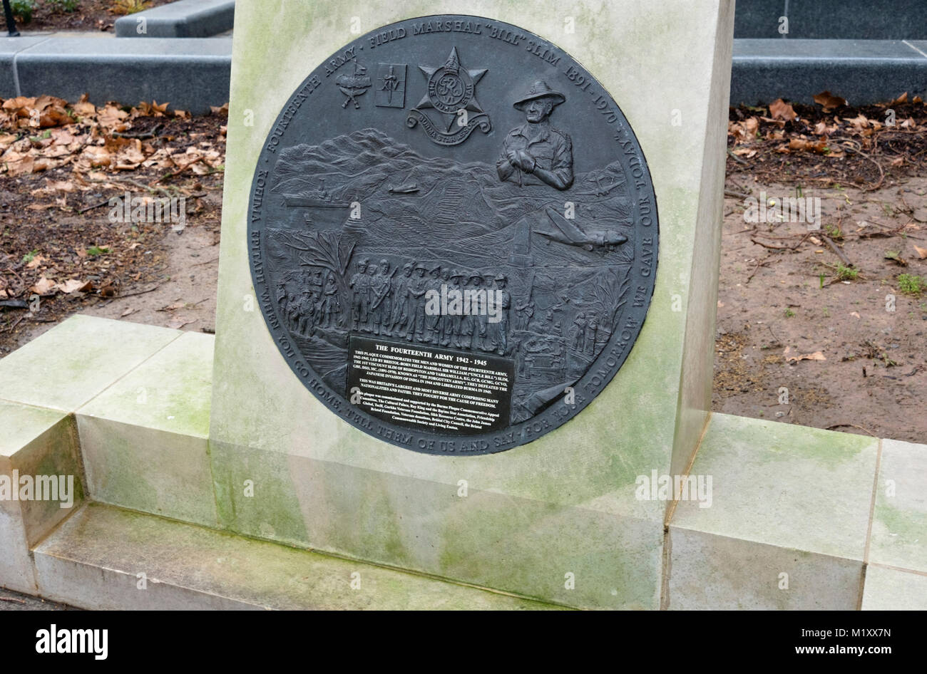 The 14th Army Memorial Plaque in the center of Bristol. Led by field ...