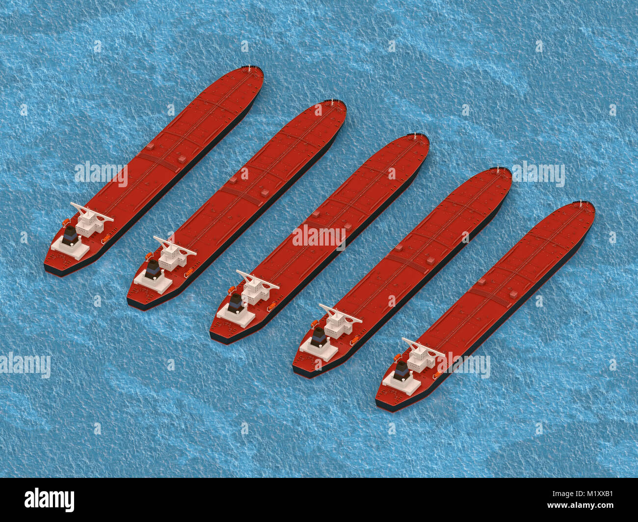 group oil tankers aerial view. 3d rendering Stock Photo - Alamy