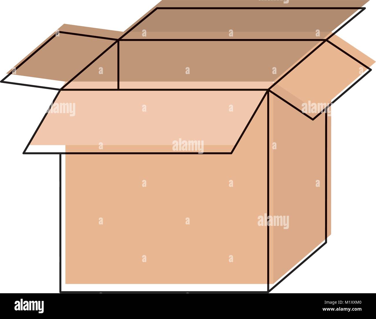 big cardboard box opened in watercolor silhouette Stock Vector Image ...