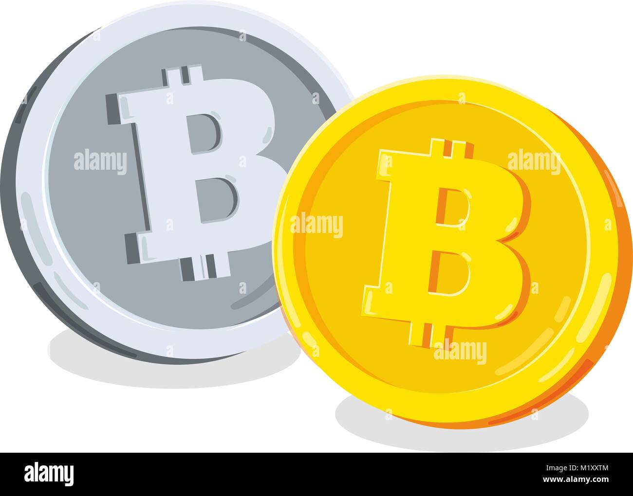 Bitcoin. 2D cartoon bit coin. Digital currency. Cryptocurrency. Golden ...