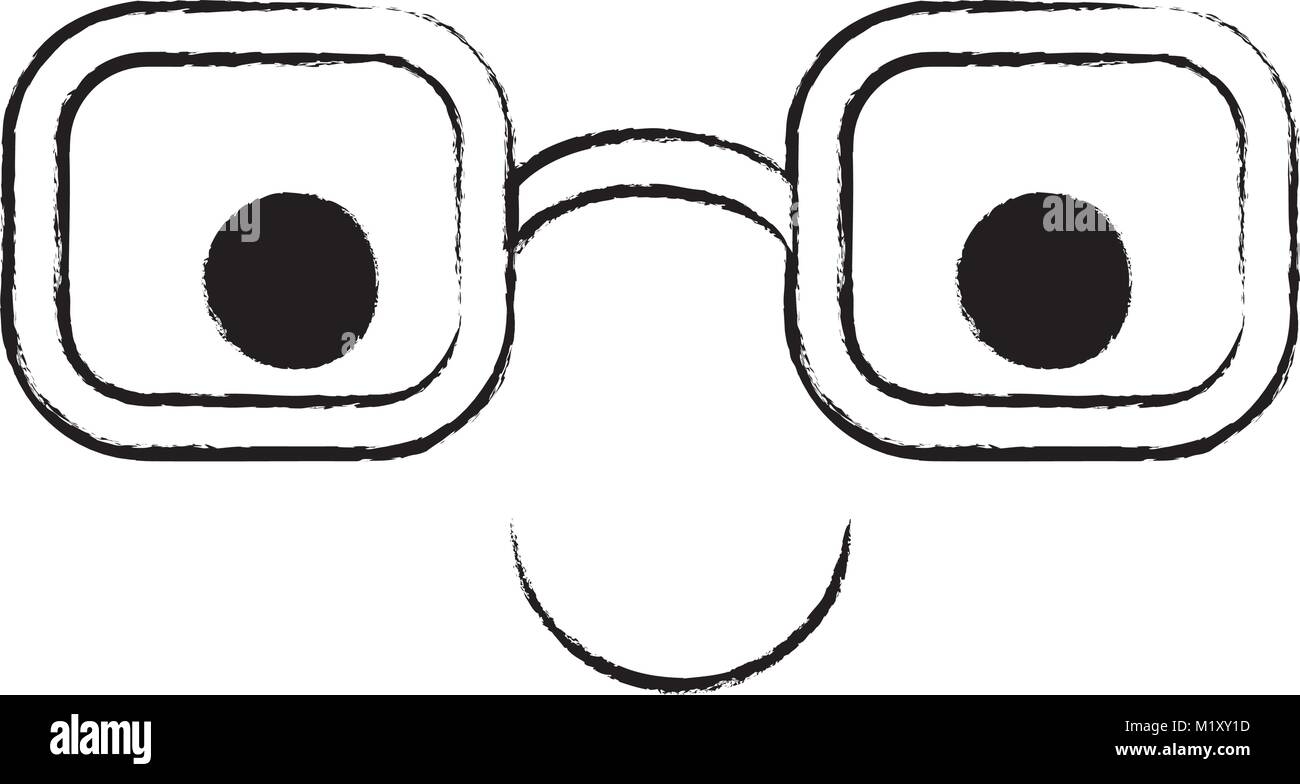 animated glasses with happy expression in black blurred contour Stock ...