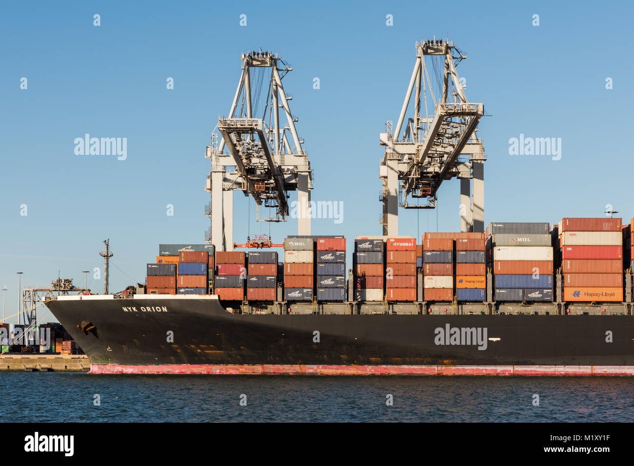 ROTTERDAM, THE NETHERLANDS - NOVEMBER 28, 2016: The container ship NYK ...