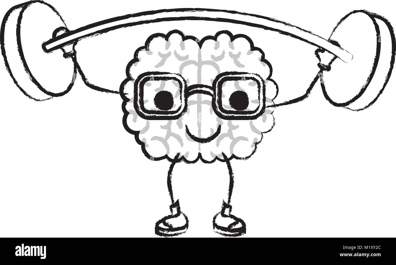 cartoon with glasses train the brain with calm expression in black ...