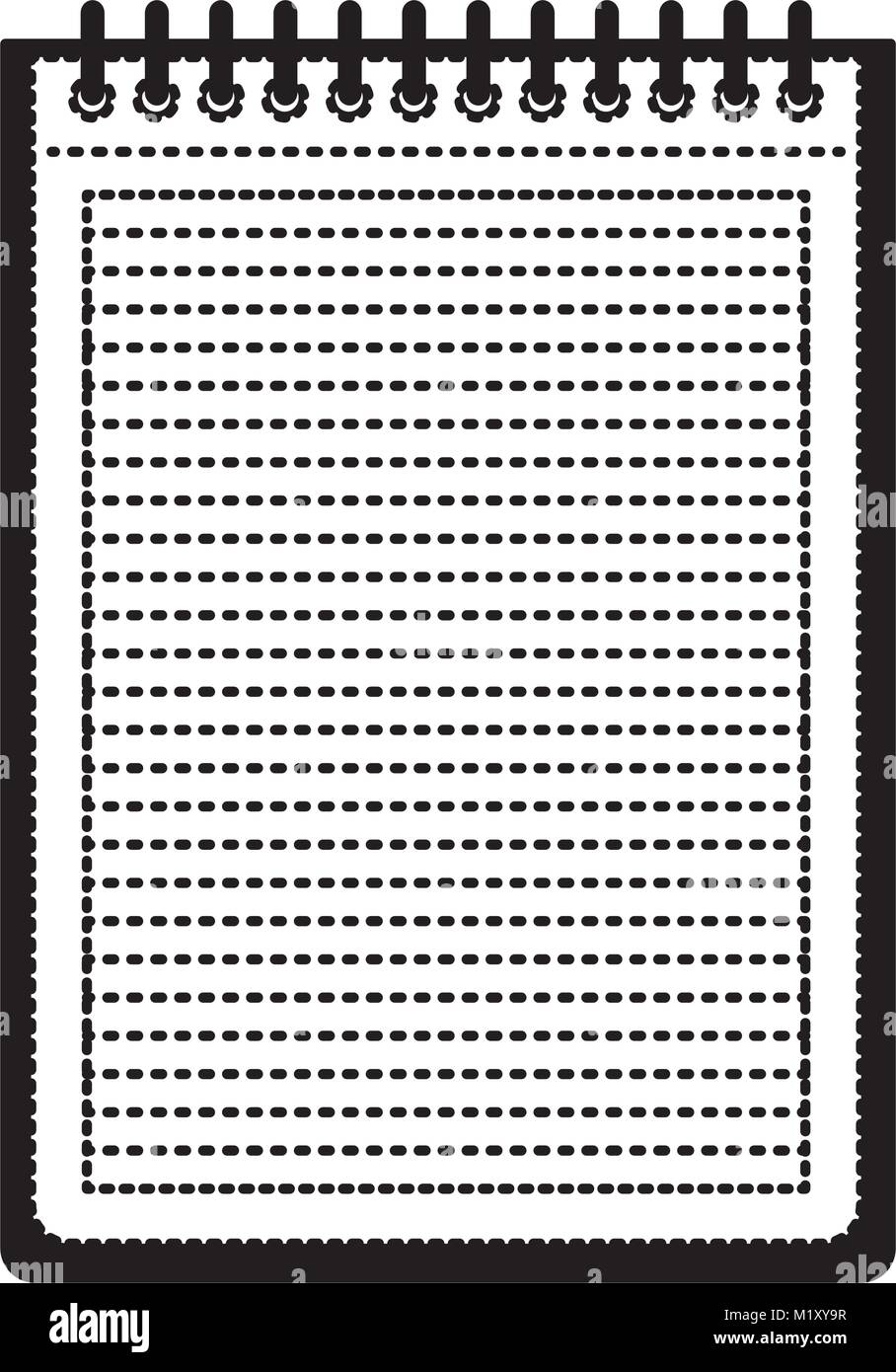 notebook with horizontal lines and metal spiral on top in black dotted ...