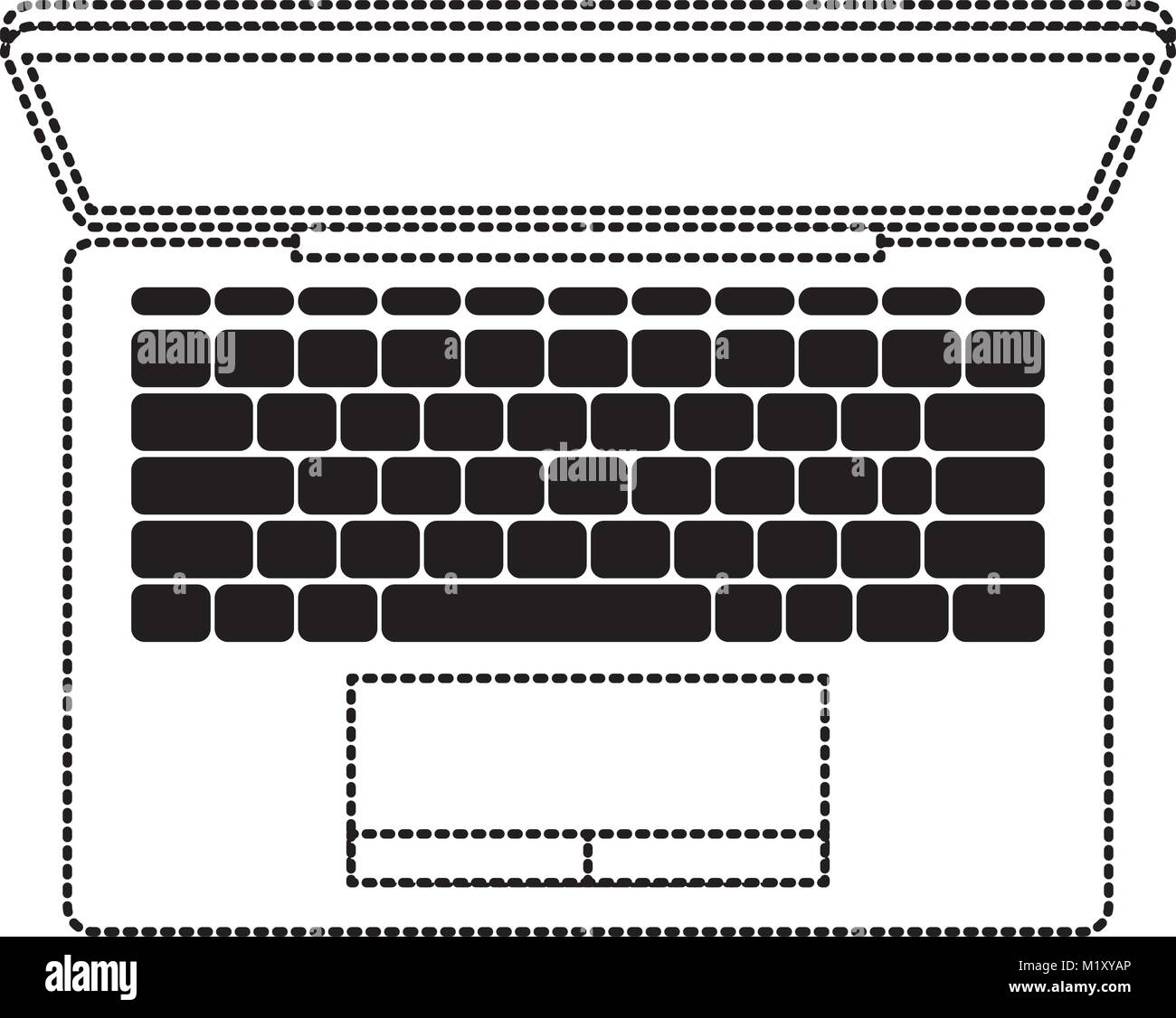 laptop computer on top view in black dotted contour Stock Vector Image ...