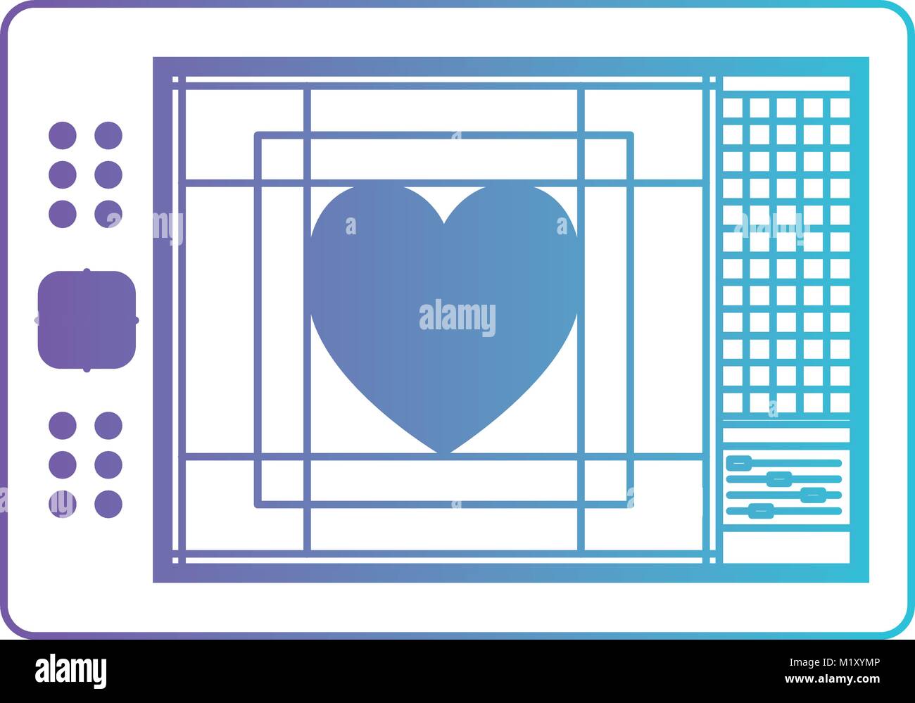 digitizer tablet with colours palette and heart design in degraded ...
