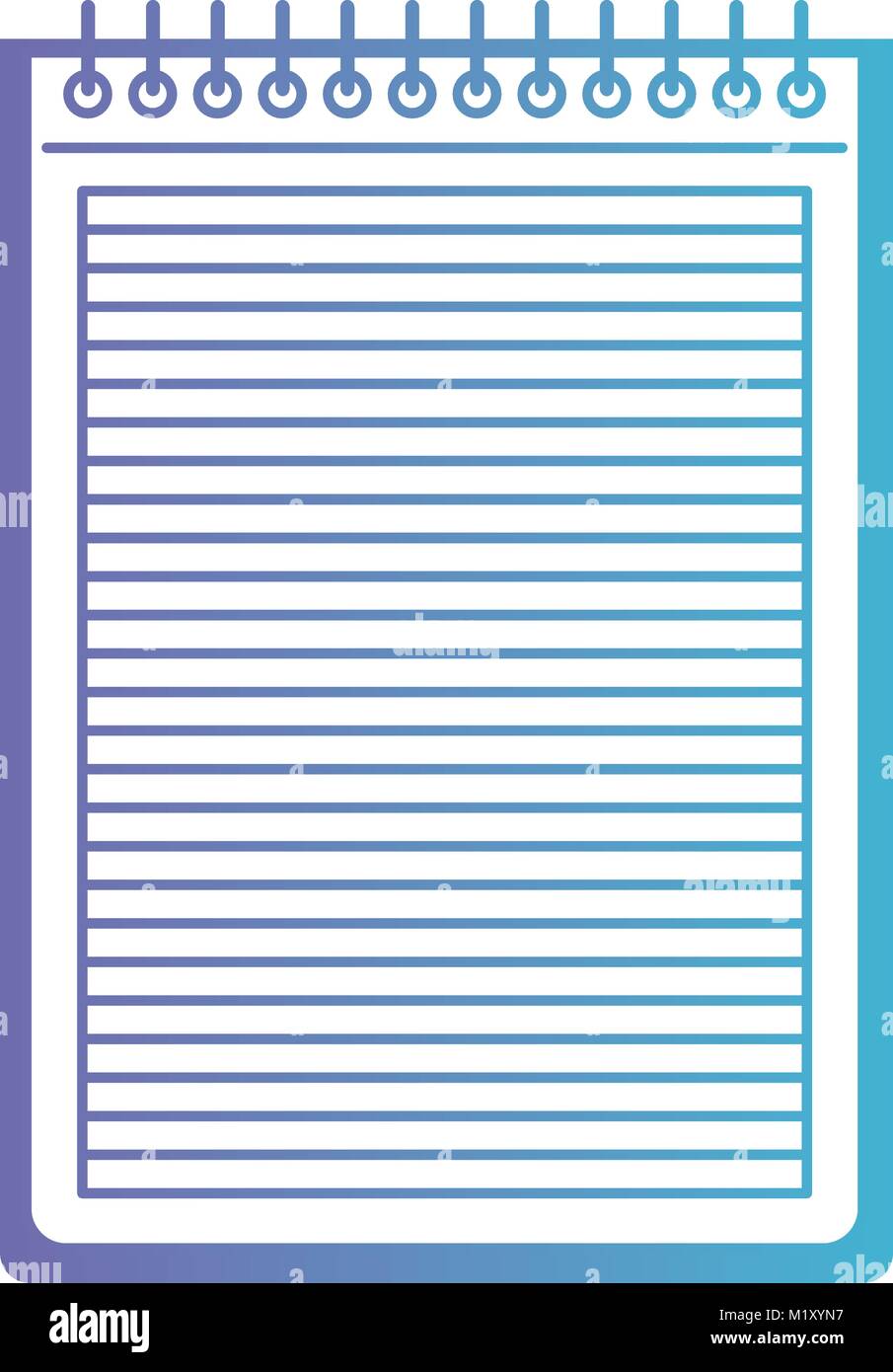 notebook with horizontal lines and metal spiral on top in degraded ...