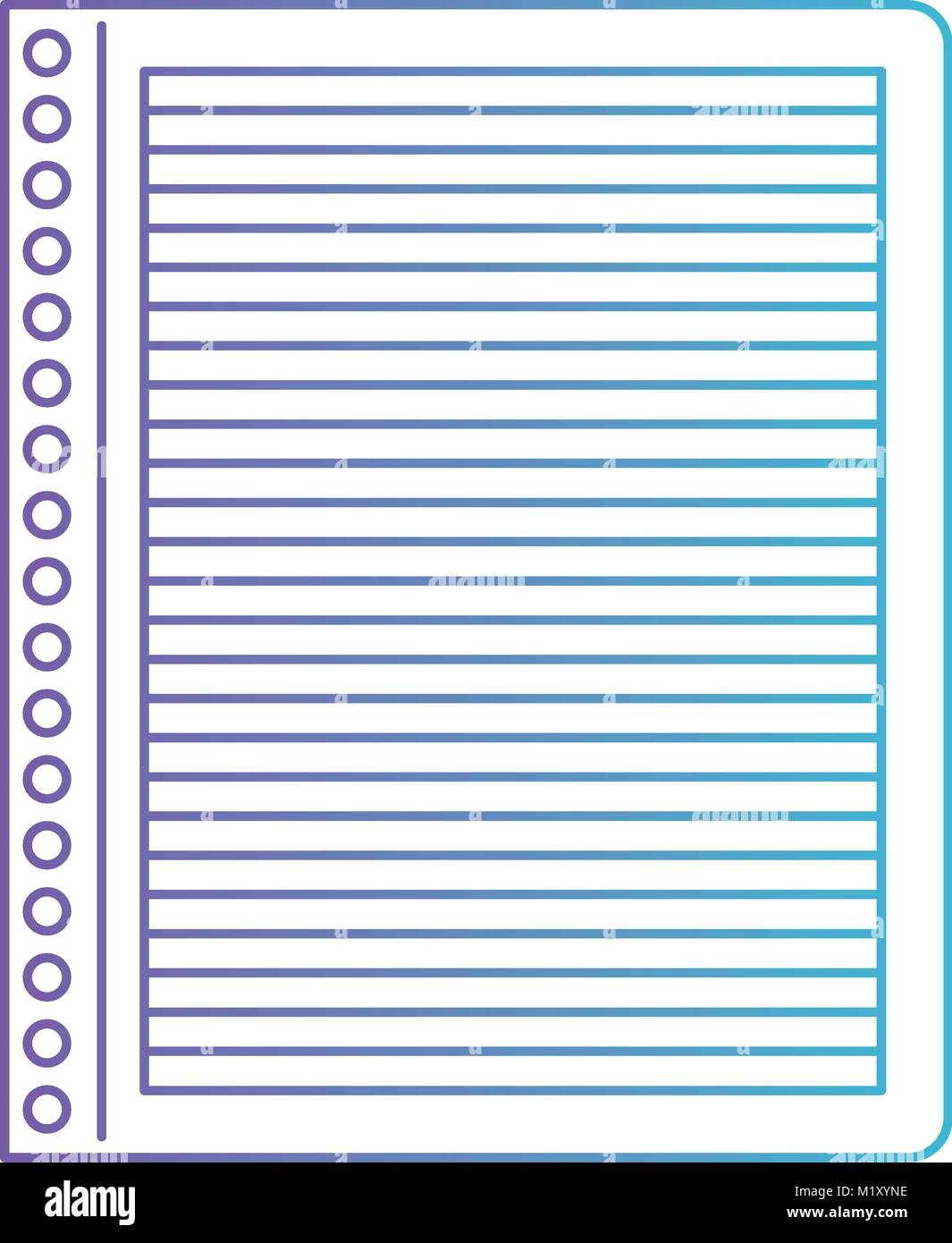 notebook paper with horizontal lines in degraded purple to blue contour ...