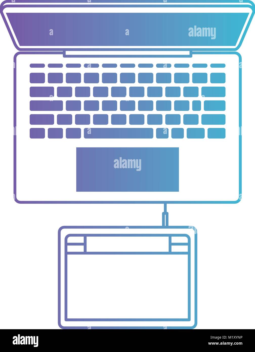 desktop computer and digitizer tablet connection on top view in ...