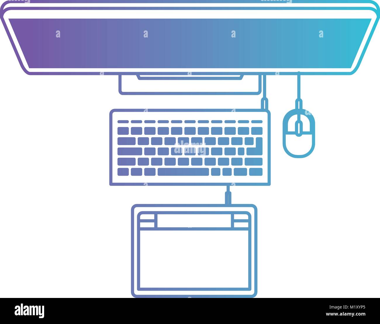 laptop computer and digitizer tablet connection on top view in degraded ...