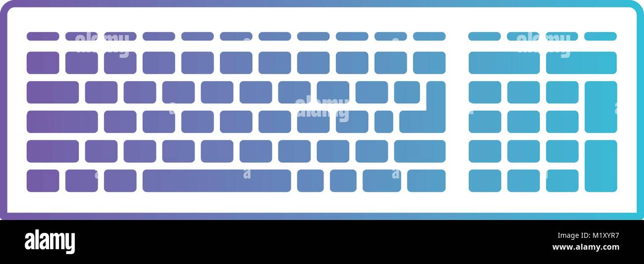 computer keyboard in degraded purple to blue contour Stock Vector Image ...