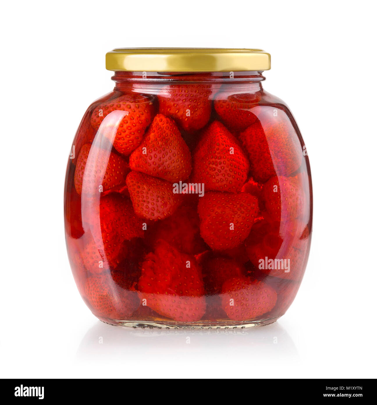 Strawberry jam jar isolated on white background with clipping path ...