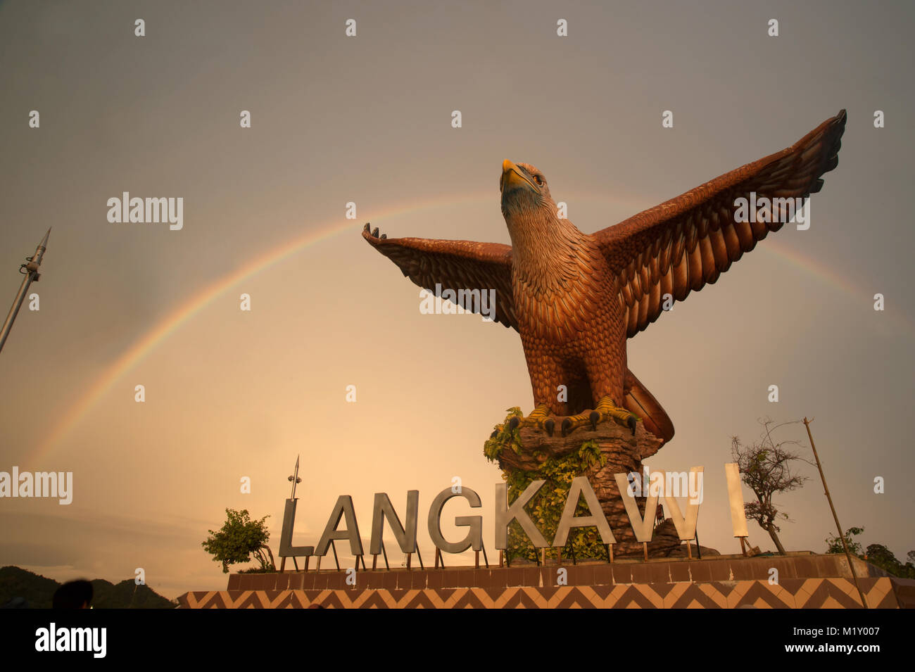 Scenic of the Eagle sculpture symbol of Langkawi island.Situated on ...
