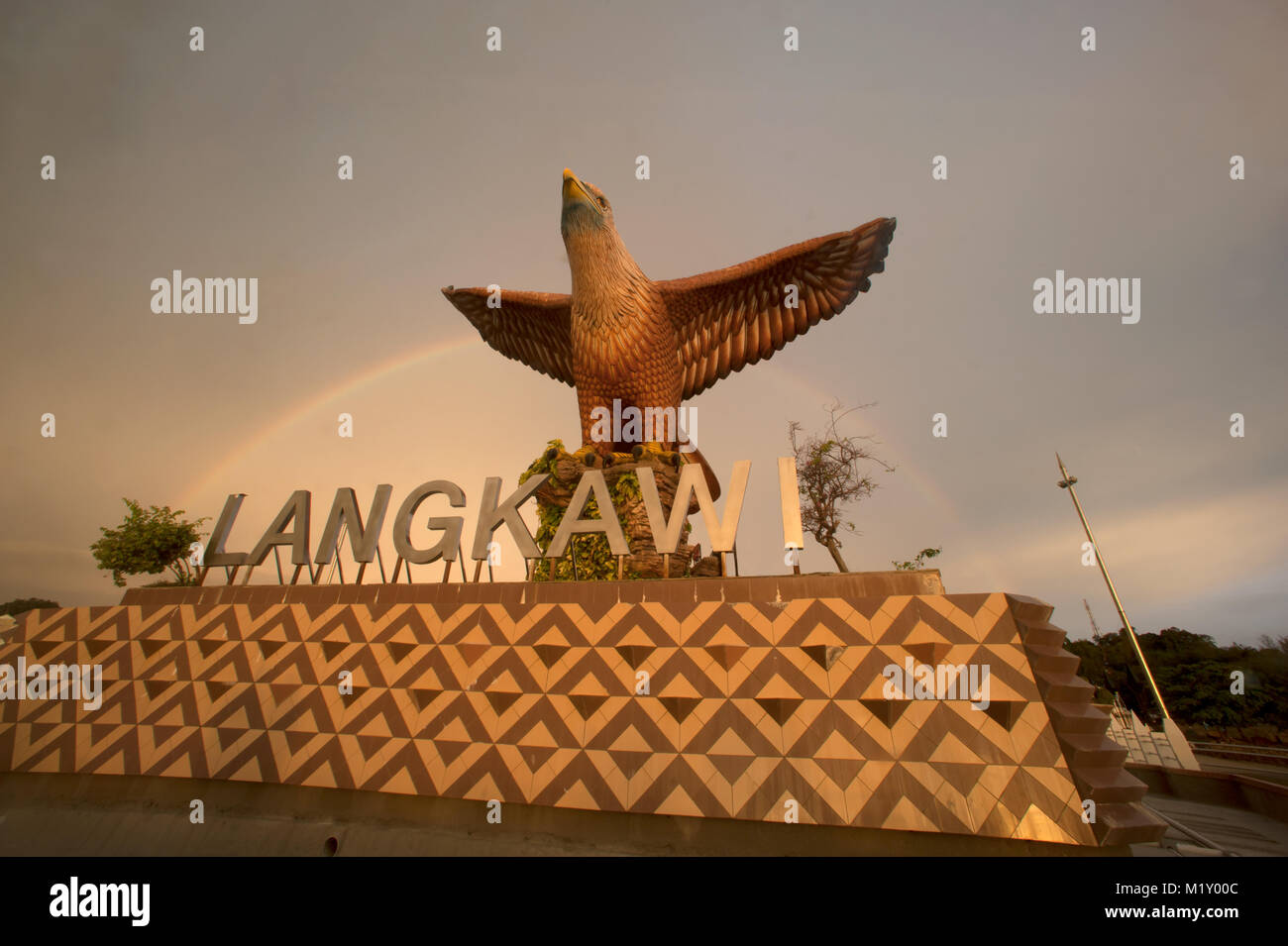 Scenic of the Eagle sculpture symbol of Langkawi island.Situated on ...