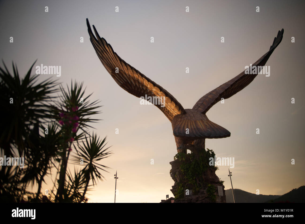 Scenic of the Eagle sculpture symbol of Langkawi island.Situated on ...