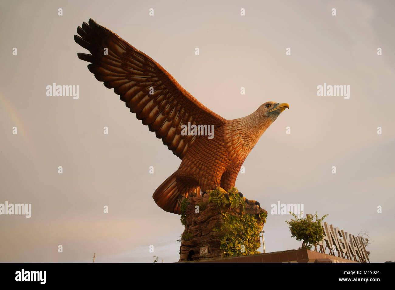 Scenic of the Eagle sculpture symbol of Langkawi island.Situated on ...