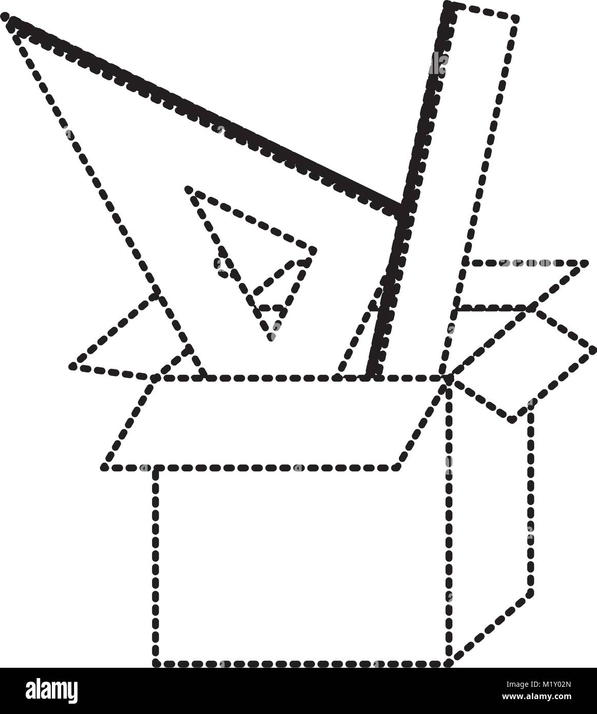 cardboard box and rulers set in black dotted contour Stock Vector Image ...