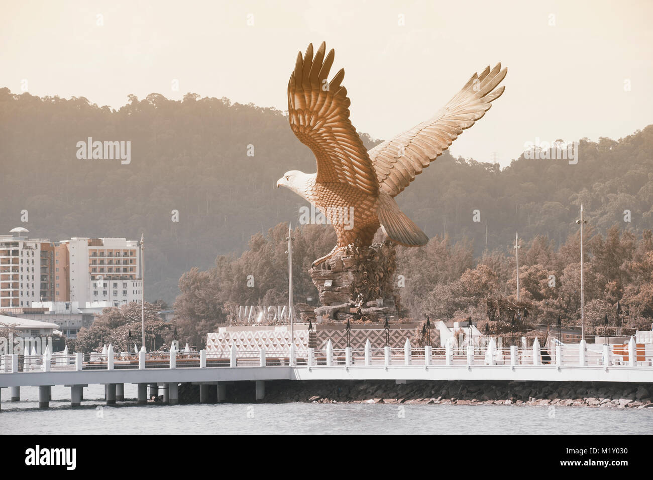 Scenic of the Eagle sculpture symbol of Langkawi island.Situated on ...