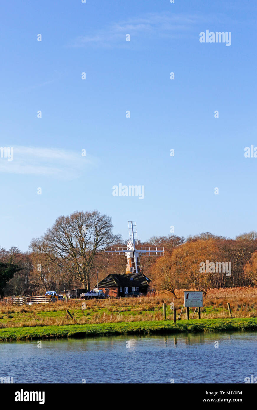 A view over the River Ant towards Dilham Dyke Drainage Mill on the ...