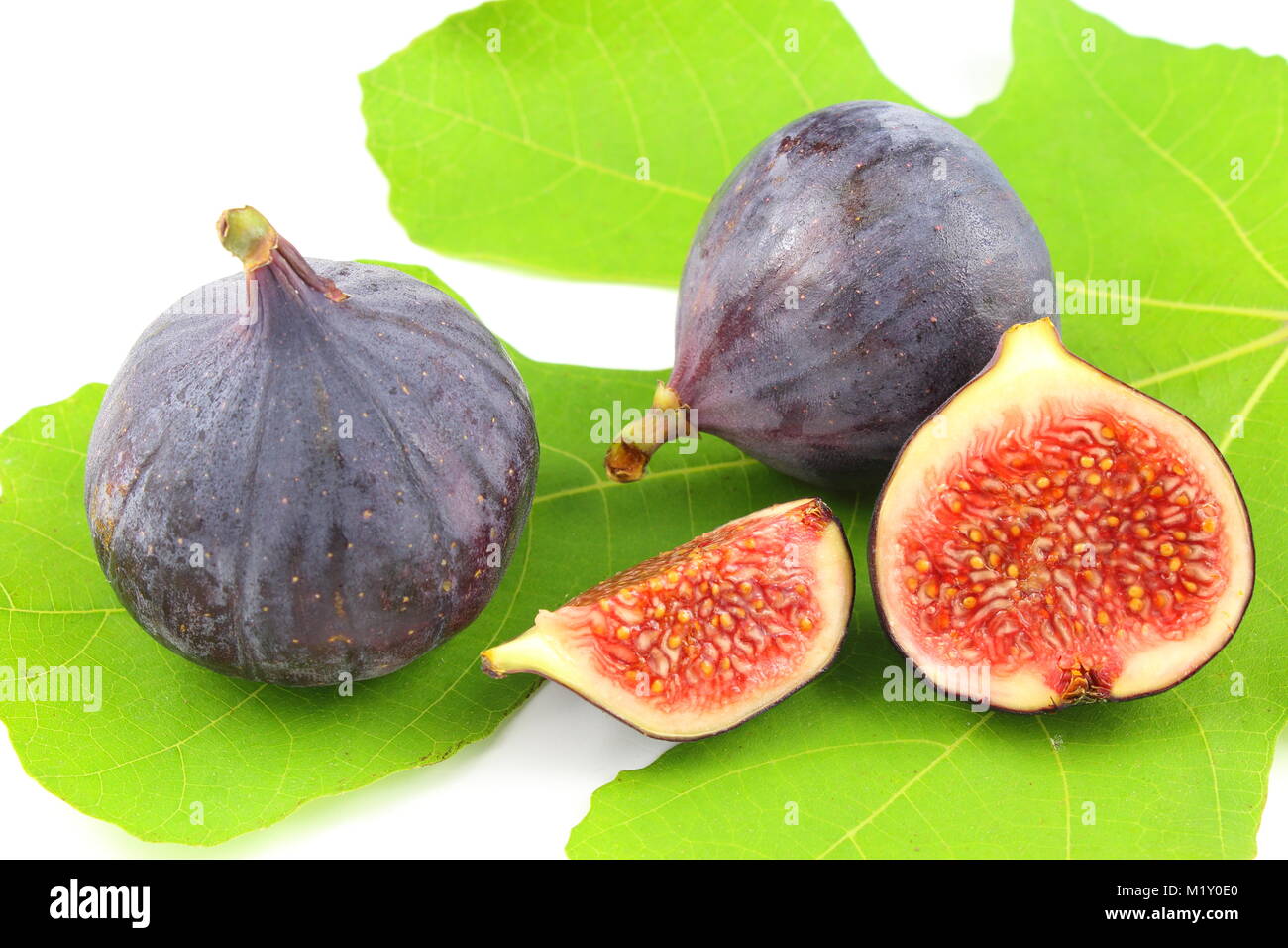 composition of fresh fig fruits on a fig leaf Stock Photo - Alamy