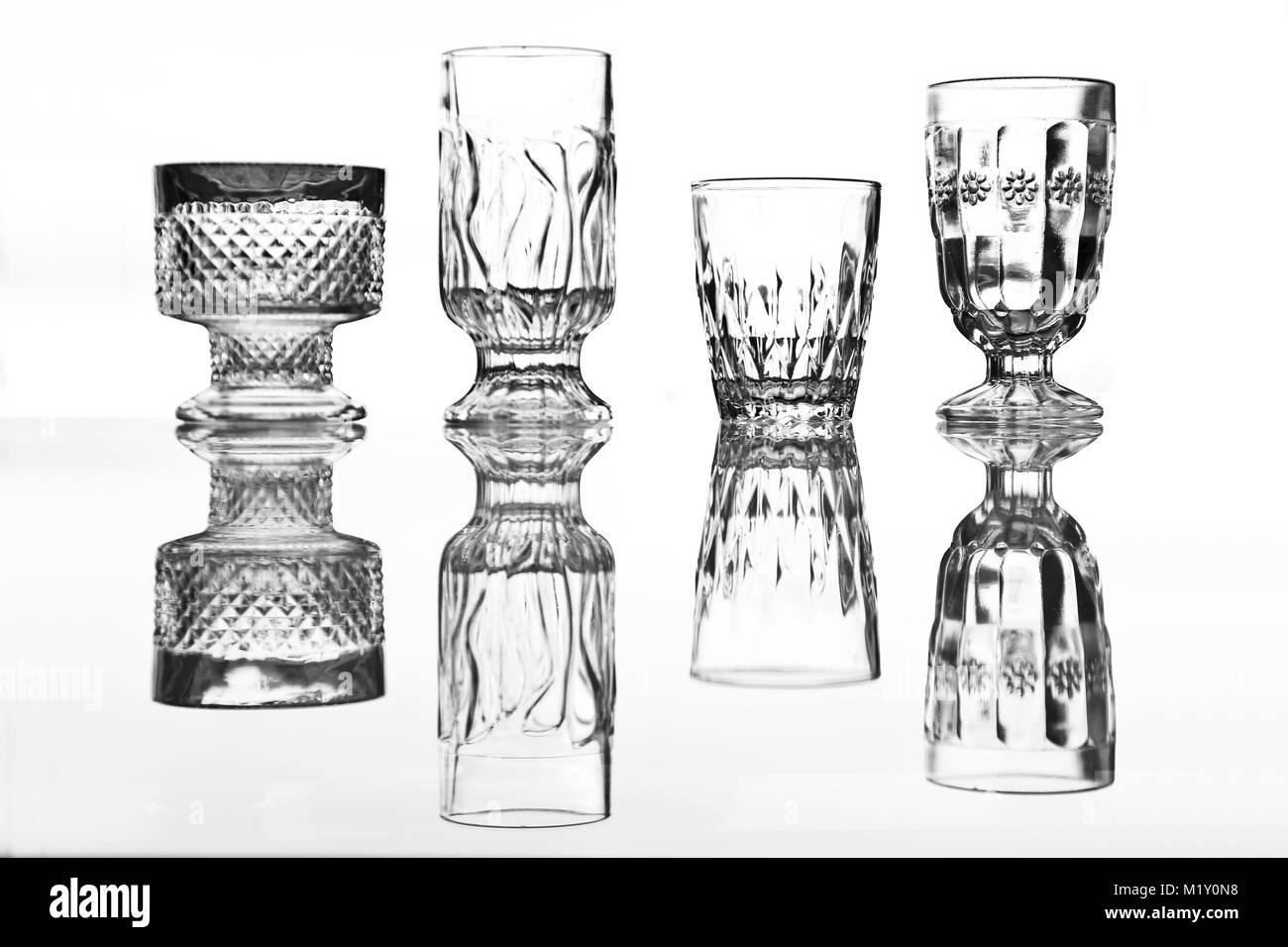 The interesting vintage glasses with a reflection in glass Stock Photo ...